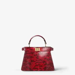 Fendi Peekaboo Iseeu Petite Dark Red Lizard Leather Bag - [red]